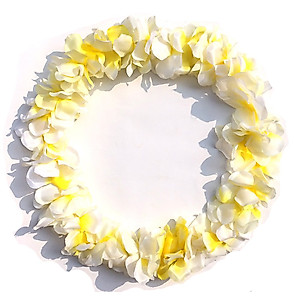 LITTLE FEATHER Large White Flower Leis for Tropical Hawaiian Luau Bridal Shower Party Favors,Pack of 6Pcs