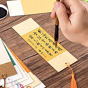 HINZIC 30Pcs Chinese Traditional Bookmark 6*18CM Xuan Paper Blank Bookmark with Colorful Tassels for Book Lovers DIY Making Gift