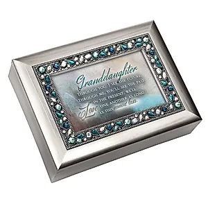 Cottage Garden Granddaughter See Future Through You Silvertone Jeweled Music Box Plays You Light Up My Life