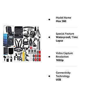 GoPro MAX 360 Waterproof Action Camera -with 50 Piece Accessory Kit ,Touch Screen - Spherical 5.6K30 HD Video - 16.6MP 360 Photos - 1080p Live Streaming Stabilization - All You Need