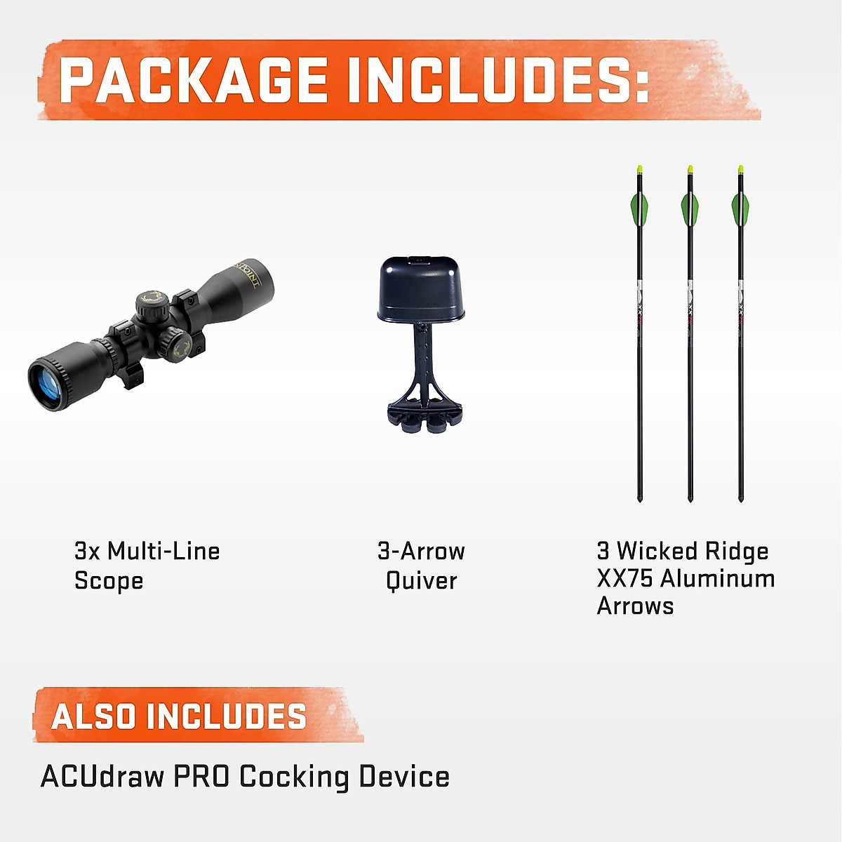 Wicked Ridge RDX 400-400 FPS - Equipped with 3X Multi-Line Scope & ACUdraw PRO for Easy, Silent Cocking - Reverse-Draw Design