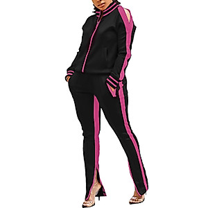 TOPONSKY Women Sweatsuit For Hoodie Womens Jogger Set Sweat Suits Outfit Black Rose XL