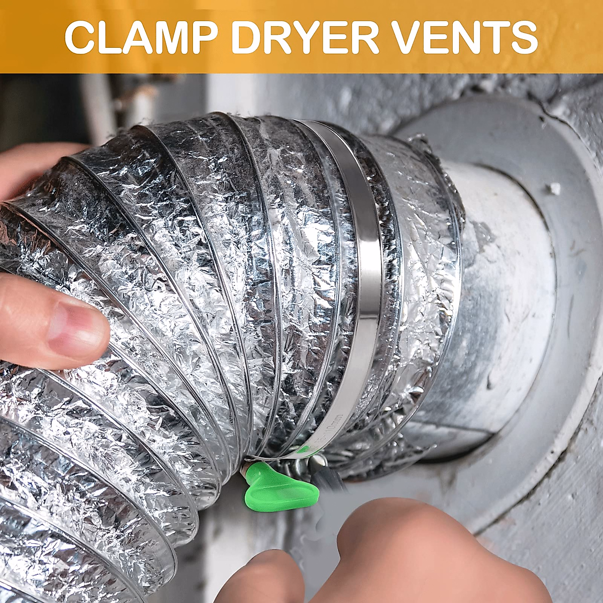 GLIDESTORE 10Pack 4 Inch Hose Clamp, Key Type Adjustable Stainless Steel 4 inch Duct Clamps, Pipe Clamp, Worm Gear Clamps, Dryer Vent Clamp, Thumb Screw Metal Clamps, Easy Turn Clamp, 4” Hose Clamps