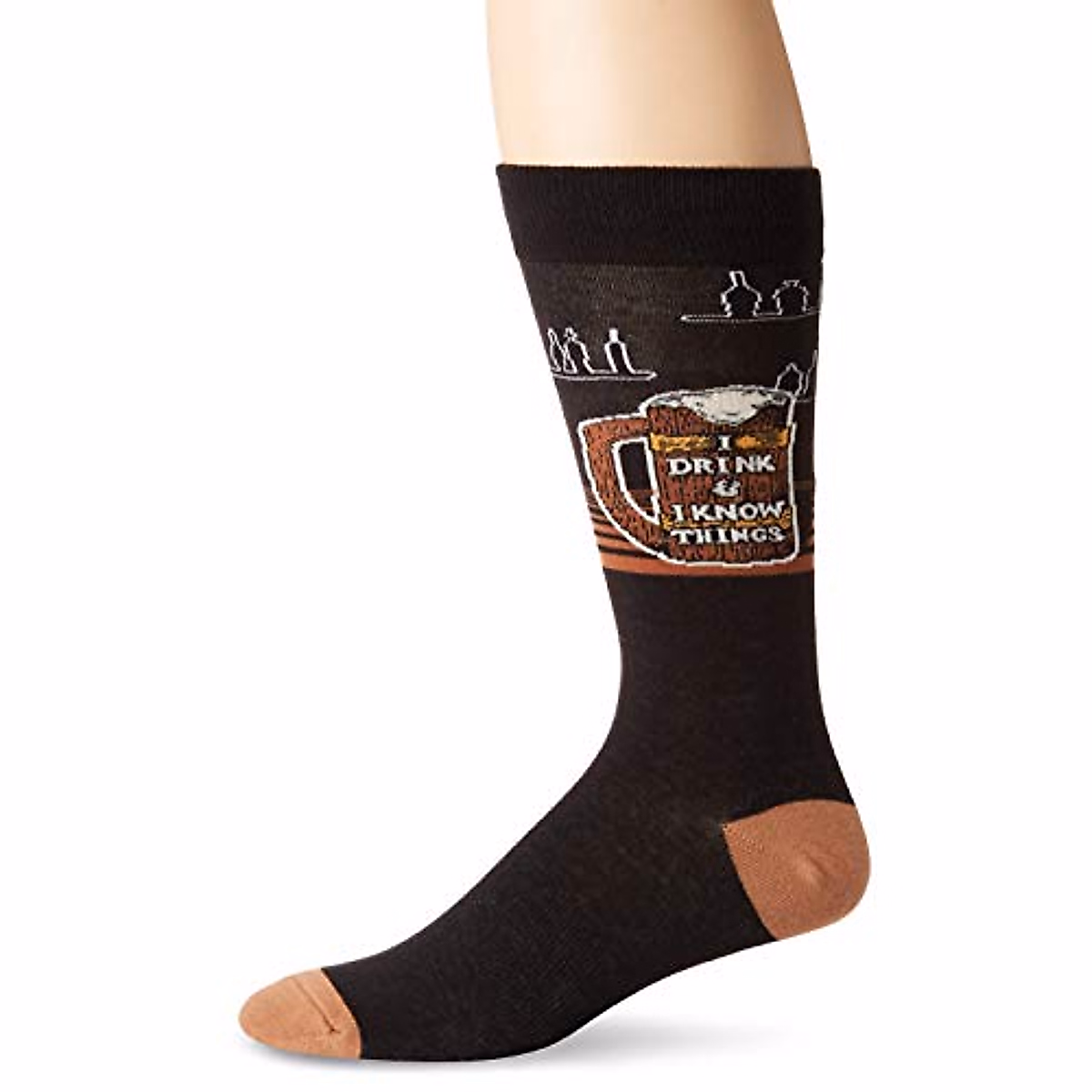 K. Bell Men's Funny Jokes and Wordplay Novelty Crew Socks, I Know Things (Black), Shoe Size: 6-12