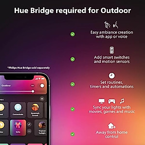 Philips Hue Econic Down Outdoor Smart Wall Light, Black - E26 White and Color Ambiance LED Color-Changing Bulb - 1 Pack - Requires Hue Bridge - Control with Hue App and Voice - Weatherproof