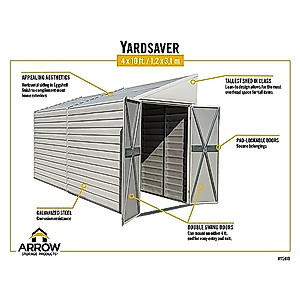 Arrow Shed Yardsaver Compact Galvanized Steel Storage Shed with Pent Roof, 4' x 10'