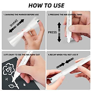 SFAIH White Paint Markers Paint Pens - 4 Pack 2-3MM Medium Tip Acrylic Markers for Rock Painting, Wood, Metal, Fabric, Plastic, Canvas, Glass, Ceramic, Diy Crafts, Drawing, Tire