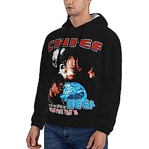 Galaksing Chief Rapper Keef Men's hoodie Casual long sleeve T Shirts fit Youth Popular for Running Suitable for winter X-Large Black