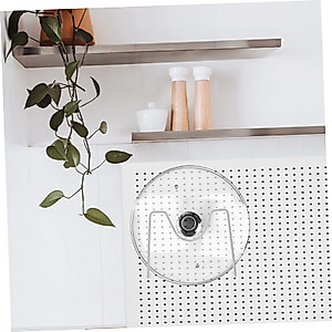 FUNOMOCYA Peg Board Paper Towel Holder Metal Macrame Shelf Wall Hanging Metal Dish Rack Pot Lid Holder Organizer Accessories Pot Lid Organizer Pan Cover Rack White
