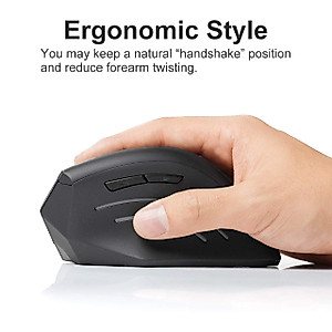 SANWA Bluetooth Ergonomic Mouse, Optical Vertical Mice, for Large Hands, Reduce Wrist Strain, (800/1200/1600 DPI, 6 Buttons) Compatible with MacBook, Laptop, Windows, Mac OS, Android, GMAERGBT15