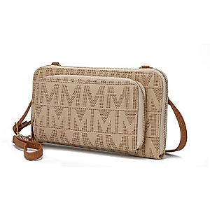 Mia K Collection Crossbody Wallet Handbag for Women, Multi Pockets Wristlet Bag PU Leather Clutch Purse Red