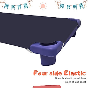 Lukeville Luxury Linen Cot Sheets for Daycare, Pre-School/Standard Size Daycare Cot Sheet 22" x 40" - Sleeping Cot Sheets - Breathable Microfiber Toddler Cot Bed Cover Sheet - (Pack of 6, Navy Blue)