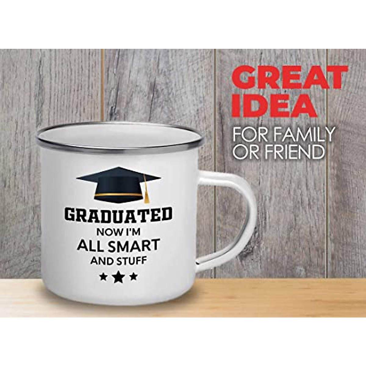 Flairy Land Graduation Camper Mug 12oz - All Smart and Stuff - Graduation Gifts for Her Senior Graduation College Student College Graduate Classmate MBA Grad
