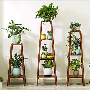Magshion Bamboo Tall Plant Stand Pot Holder Small Space Flower Shelf Rack Display Table (2-Tier)