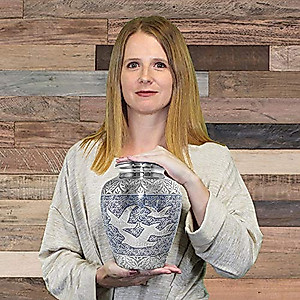 Trupoint Memorials Cremation Urns for Human Ashes - Decorative Urns, Urns for Human Ashes Female & Male, Urns for Ashes Adult Female, Funeral Urns - Blue Silver, Large