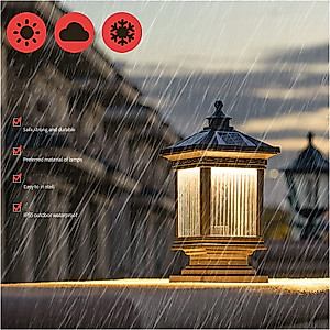Post Lights Retro Solar Column Headlight, Traditional Victorian Waterproof Bollard LED Lantern Deck Yard Pedestal Pillar Lamp Simple Garden Patio Landscape Home Decoration Illumination