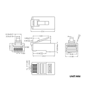W-NECTOUN Cat5e RJ45 Connectors,100-PACK Cat5 Ends/Cat 5 Connector/Cat 5e RJ45 Modular Plugs(3-Prong Gold Plated 15μ),UTP Network Plug for Solid Strand Cable