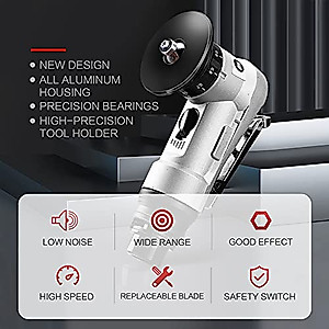 FOLCONROAD Pneumatic Mini Chamfering Machine, 45 Degree Beveling Metal Trimming Deburring Tool, Air-Powered Hand Held (Chamfering Machine+Inserts)