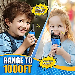 Walkie Talkies Toys for Kids 3-6: DASTION-99 Mini Robots Walkies Talkie Birthday Gifts for 3 4 5 6 Year Old Boys Toys for 3-5 Year Old Boy Outdoor Games for Kid Blue 2 Pack