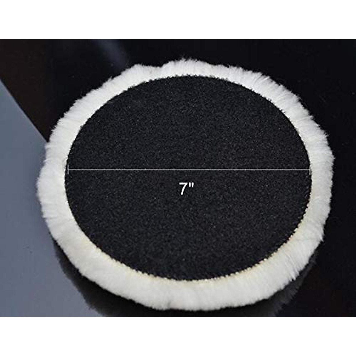 Inzoey Wool Polishing Pad 7 Inches Soft Sheepskin Buffing Pads with Hook and Loop Back Wool Cutting Pad for Car, Furniture, Glass and So On (Pack of 2)