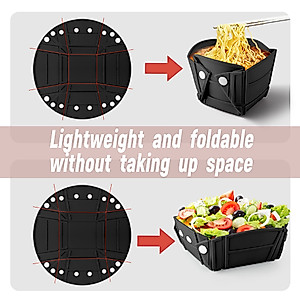 MOLOY ZOVM 28cm/ 11in Foldable Silicone Bowl and Plate Collapsible Tableware for Family and Camping (Black)