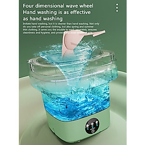 Portable Washing Machine Mini Washer with Drain Basket, Foldable Small Washer Deep Cleaning for Underwear, Socks, Baby Clothes, Travel, Camping, RV, Dorm, Apartment (Purple+Blue Light)