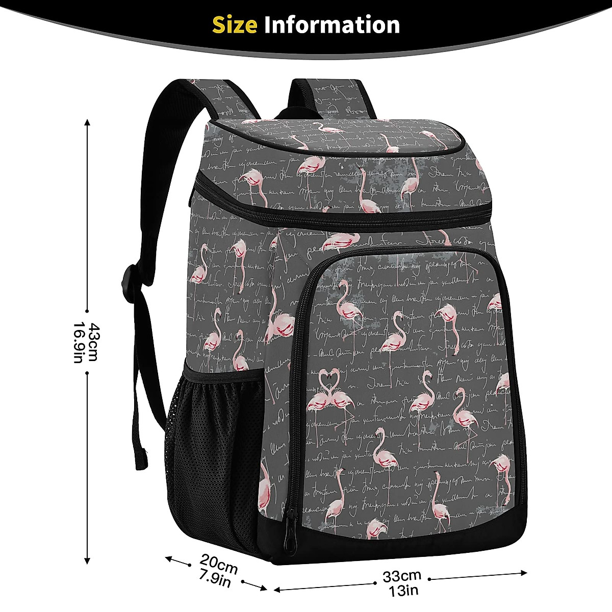 Flamingo Cooler Backpack for Women Men Picnic Cooler Bags Insulated Soft Lunch Backpack with Leakproof Lunch Cooler for Work Fishing Hiking Camping Park Beach
