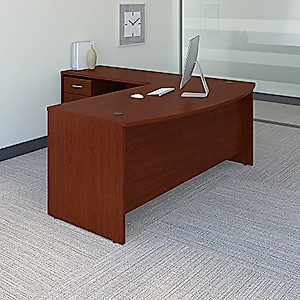 Bush Business Furniture Series C 72W Bow Front L Shaped Desk with 48W Return and Mobile File Cabinet in Mahogany