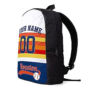 Houston Custom Backpack High Capacity,Laptop Bag Travel Bag,Add Personalized Name And Number，Gifts For Baseball Fans