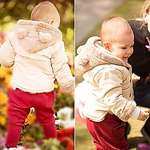 Toddler Fleece Jacket, Warm Cotton Baby Winter Coats, Kids Hooded Outerwear for Boys Girls