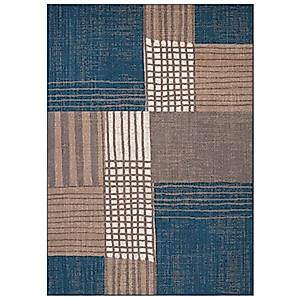 LUXE WEAVERS Modern Plaid Blue 5x7 Area Rug