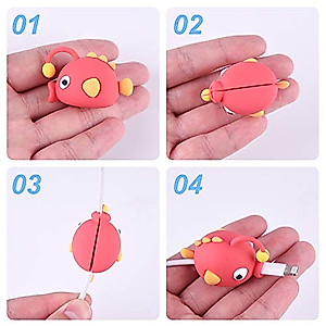 TUPARKA 18 pcs Cable Protector for iPhone,ipad USB Cable, Plastic Cable Protectors Cute Fish Dinosaur Animals Charging Cable Saver, Phone Accessory Protect USB Charger