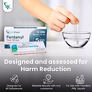Fentanyl Test Strips 10 Pack | SafeCheck Ultra Sensitive Fentanyl Test Strips for Testing Drugs | Fentanyl Testing Strips for Pills, Powders | Fentanyl Test Kit | 10ng/mL Cutoff