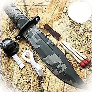 New 8.5" Military Camo Tactical Fishing Hunting Knife Survival Kit Blade w/ Sheath Camping Outdoor Pro Tactical Elite Knife BLDA-0268