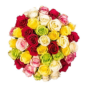Fresh Roses- 100 Assorted Color Flowers- Lovely Gift (OM)