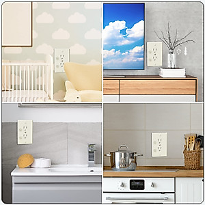 Magnetic Self-Closing Outlet Cover AOSITE 6 Pack Outlet Covers Baby Proofing Safety Cream White Power Plug Protectors with Screw Childproof Outlet Cover for Baby Safety, 10 Pack Outlet Plug Covers