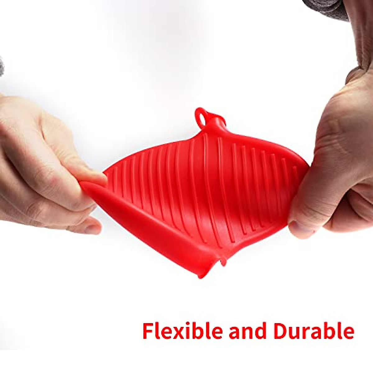 Yvnicll Silicone Oven Mitts Heat Resistant for Kitchen, Finger Protector Pot Holder for Kitchen,Cooking,Baking,BBQ - Heat Resistant Gloves（Red）