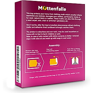 Mottenfalle Clothes Moth Traps 6-Pack - Prime Safe Non-Toxic Eco-Friendly Indoor Moth Traps with Pheromones Sticky Adhesive Tool for Wool Closet Carpet (Stand-Up)