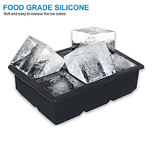 Helpcook Ice Cube trays(set of 2), Silicone Sphere Ice Ball Maker with Lid and Large Square Ice Cube Molds for Whiskey Ice and Cocktails, Food Grade Silicone, Reusable and BPA-Free