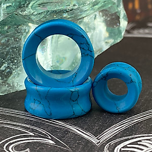 Mystic Metals Body Jewelry Pair of Blue Synthetic Turquoise Stone Tunnels (STN-739) (1/2" (12mm))
