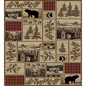 Rustic Lodge Forest Cabin 8x10 Area Rug, 7'10x9'10