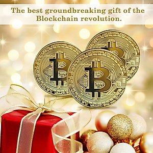 SOLIPECT 9PC Bitcoin Coin | Physical Bitcoin with Protective Case, Gold Plated Bitcoin for Commemoration, Gifts for Men (Gold)