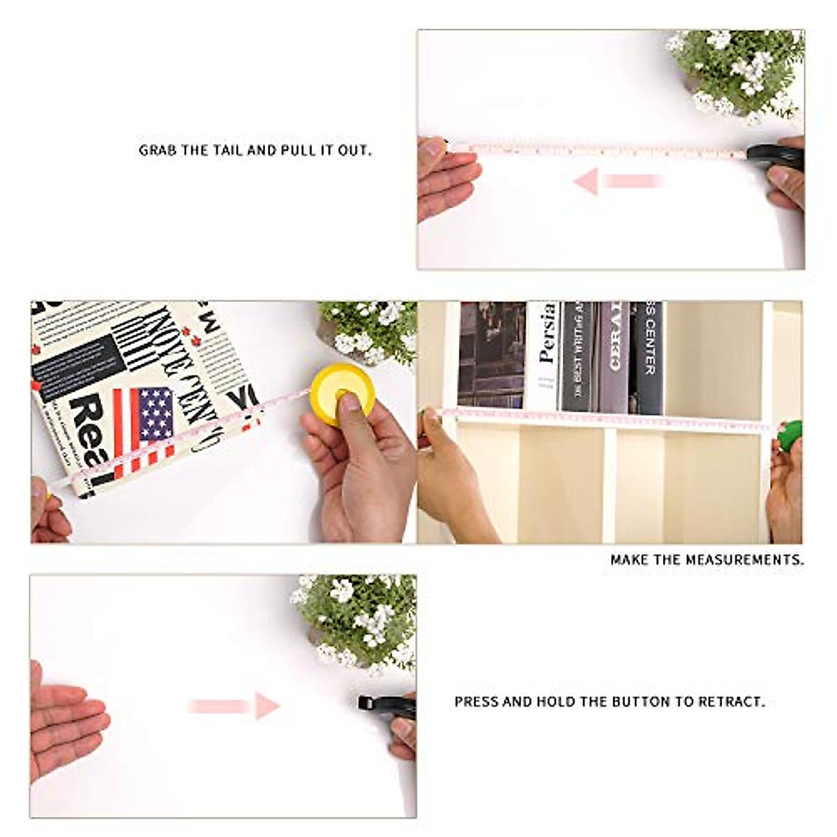 DiCUNO 60-Inch 1.5 Meter Soft Retractable Measuring Tape, Pocket, Body Tailor Sewing Craft Cloth Tape Measure (8 Colors Package)