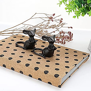 OwnMy 2 Cast Iron Cute Mouse Figurine Sculpture Black Mice Statues Carved Desktop Ornaments Figurines, Decorative Creative Animal Figurine Indoor Outdoor Statues for Garden Patio Yard Home Decoration