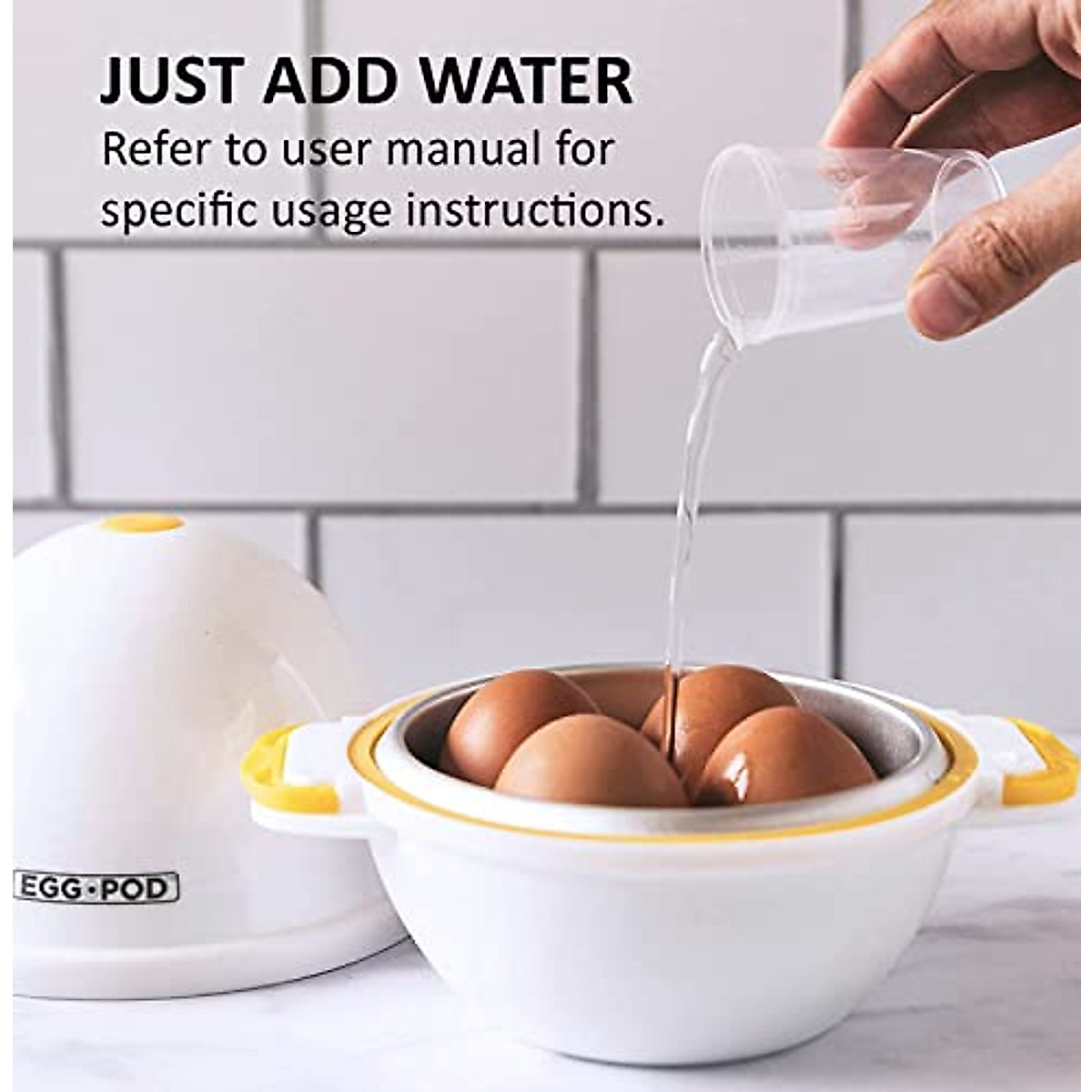 Eggpod by Emson Egg Cooker Wireless Microwave Hardboiled Egg Maker, Cooker, Egg Boiler & Steamer, 4 Perfectly-Cooked Hard boiled Eggs in Under 9 minutes As Seen On TV