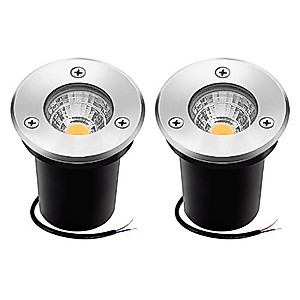 ZUCKEO Low Voltage Landscape Lights 3W LED Well Lights, 12V-24V Landscape Lighting Outdoor In-Ground Lights IP67 Waterproof Paver Light for Driveway Deck Step Garden Warm White (2 Pack)