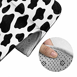 AOYEGO Black and White Cow Pattern 3 Pieces Bathroom Rugs Set Spots Farm Milk Animal Skin Camouflage Non Slip 23.6X15.7 Inch Soft Absorbent Polyester for Tub Shower Toilet