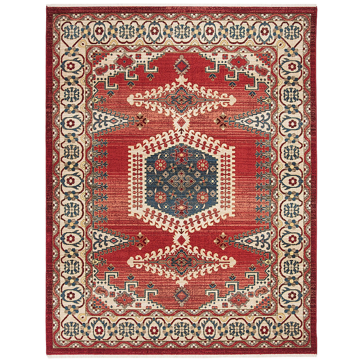 SAFAVIEH Kashan Collection Area Rug - 8' x 10', Red & Ivory, Traditional Oriental Design, Non-Shedding & Easy Care, Ideal for High Traffic Areas in Living Room, Bedroom (KSN308Q)