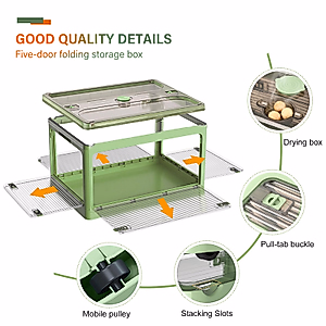 ACPOP Closet Organizers and Storage, 15Gal Collapsible Storage Bins with Lids, Stackable Storage Box, Plastic Foldable Container Trunk Car Organizer for Home, Ofiice, Camping(GREEN, 1Pcs)