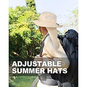 Zylioo Oversized 62-65cm UV Sun Hats with Flaps,Big Size Boonie Hat with Drape Beach Hats with Neck Protection Flap